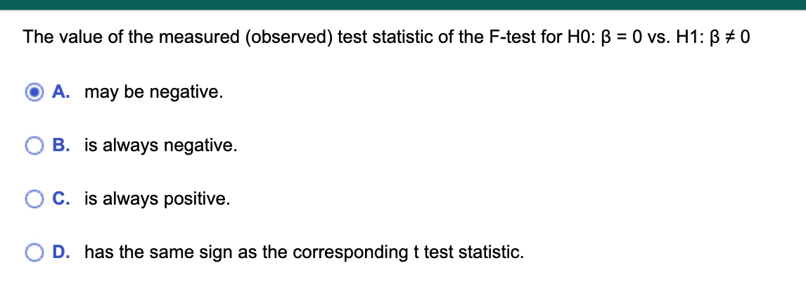 Solved The value of the measured (observed) test statistic | Chegg.com