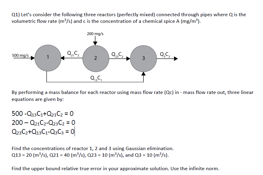 Solved Q1) Let's consider the following three reactors | Chegg.com