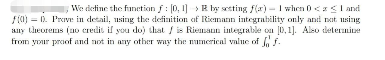 Solved : = We define the function f : [0,1] → R by setting | Chegg.com