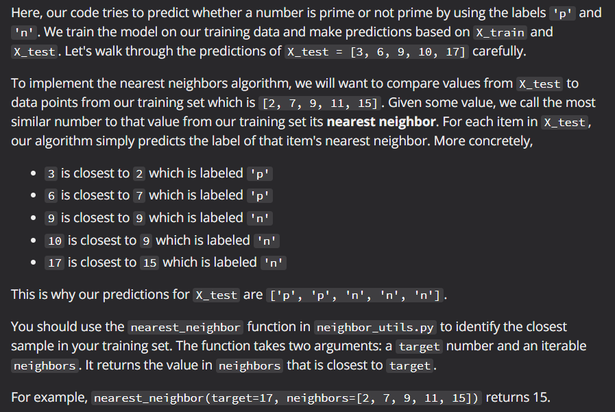Solved NearestNeighborClassifier In neighbor_classifier.py, | Chegg.com