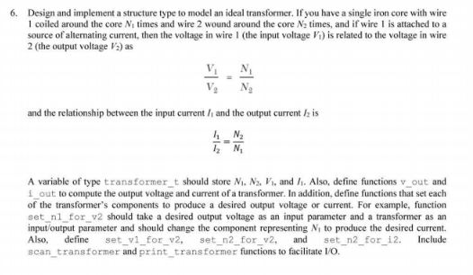 6. Design and implement a structure type to model an | Chegg.com