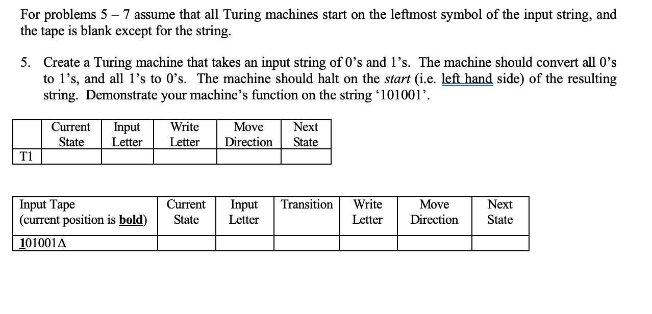 Solved 6. Create a Turing machine that accepts the strings | Chegg.com