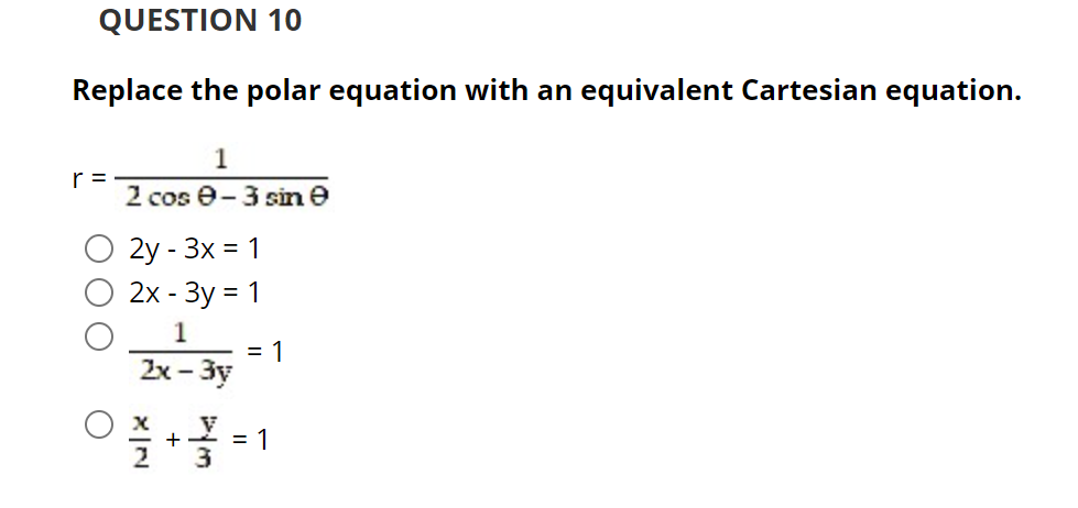 Solved Replace the polar equation with an equivalent | Chegg.com