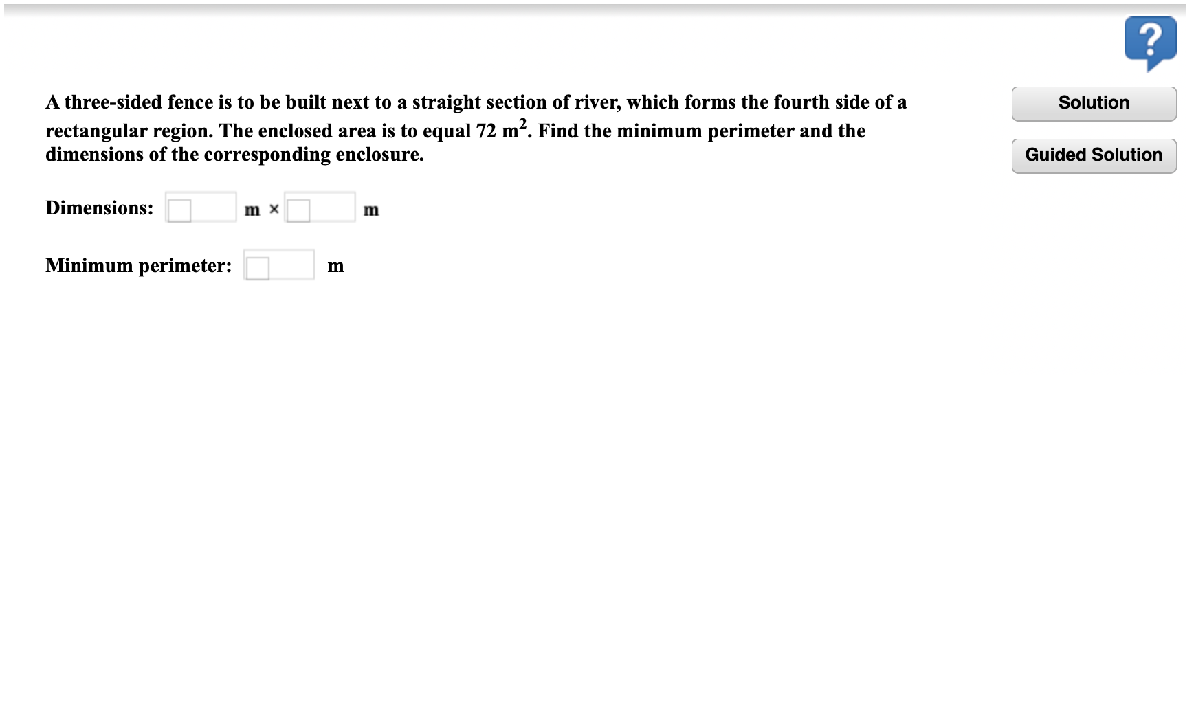 Solved A three-sided fence is to be built next to a straight | Chegg.com
