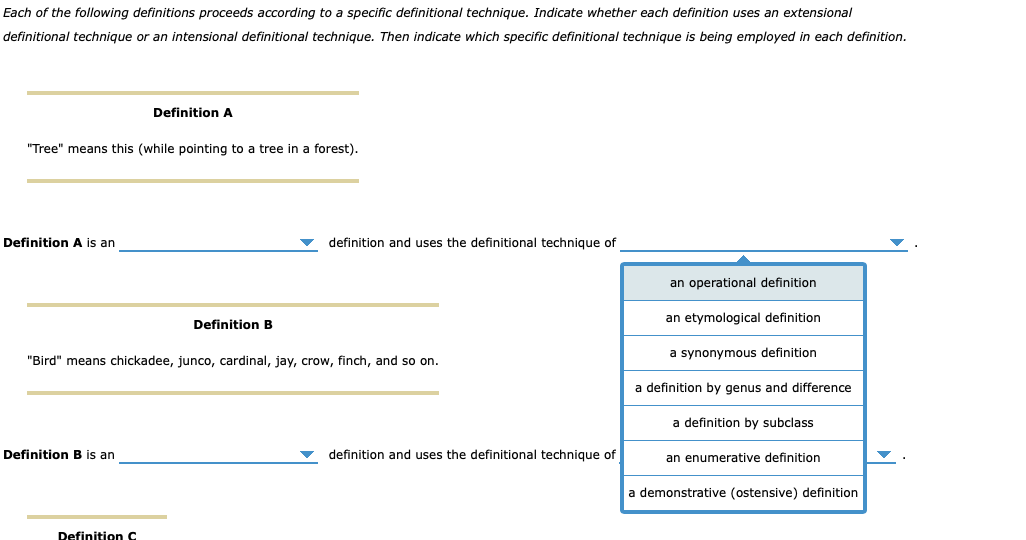Solved Definitional techniques fall into two | Chegg.com