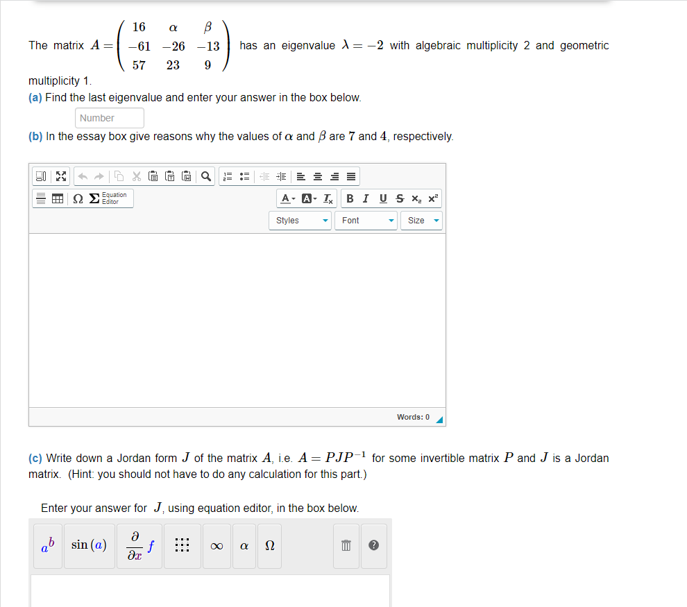 Solved The matrix \\( A=\\left(\\begin{array}{ccc}16 & | Chegg.com