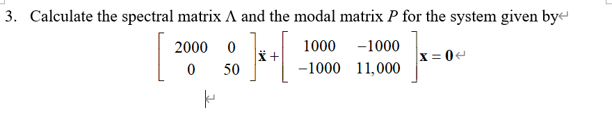 Solved 3. Calculate the spectral matrix A and the modal | Chegg.com