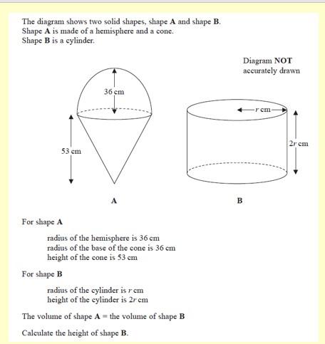 Solved The diagram shows two solid shapes, shape A and shape | Chegg.com