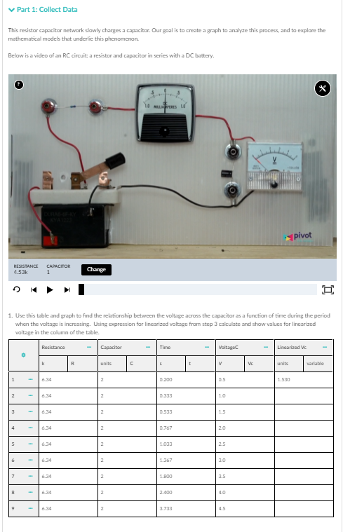 Solved Part 1: Collect Data This resistor capacitor network | Chegg.com