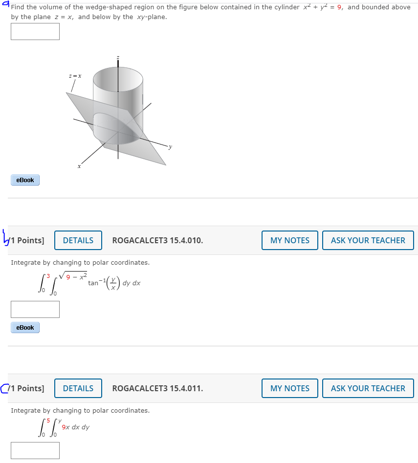 Solved a Find the volume of the wedge-shaped region on the | Chegg.com