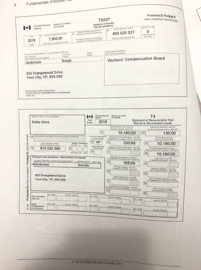 8 Fundamentals of Income Tax - Case Study 2019 1. For | Chegg.com