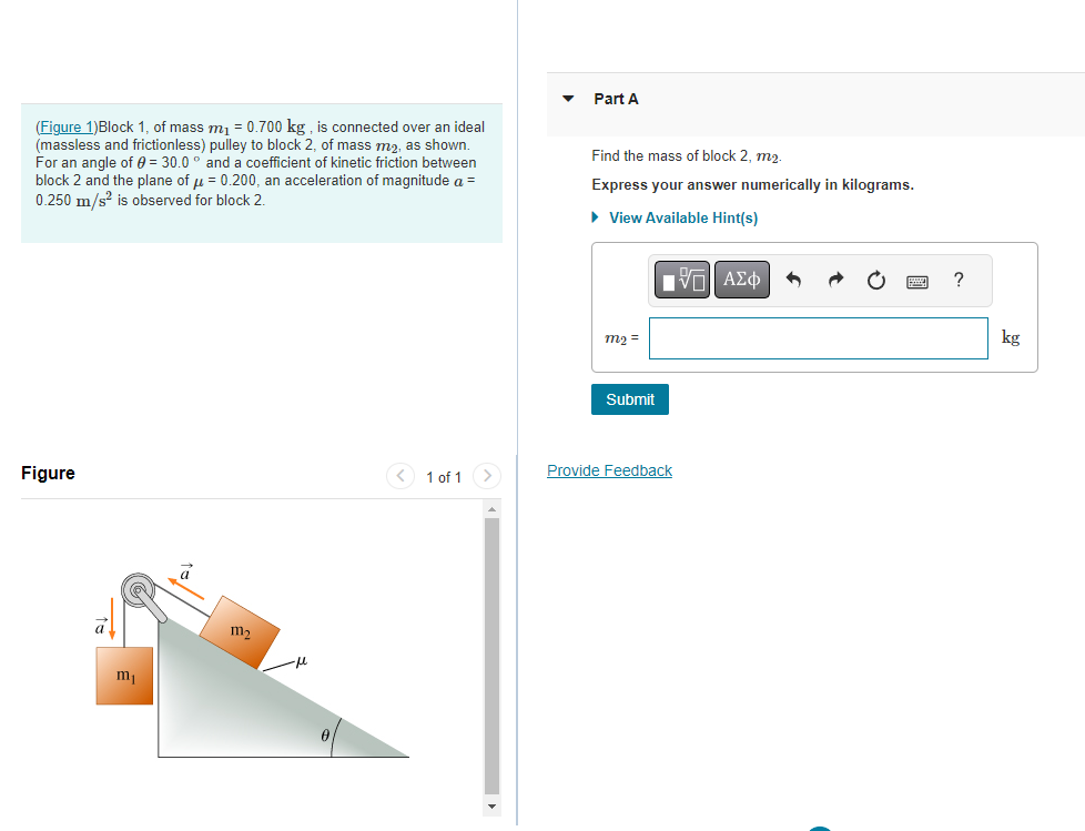 Solved (Figure 1)Block 1 , of mass m1=0.700 kg, is connected | Chegg.com