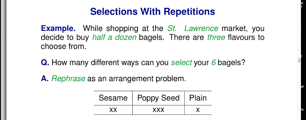 Solved Selections With Repetitions Example. While shopping | Chegg.com