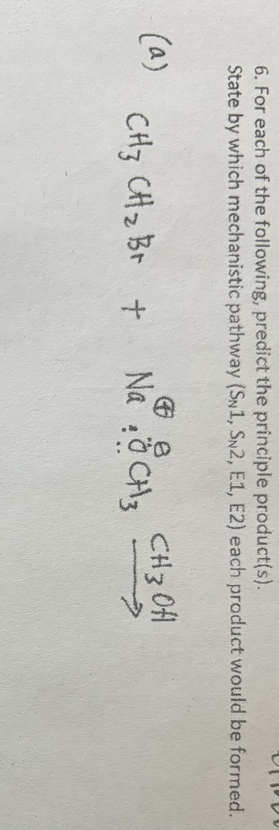 Solved {:SN1,SN2,E1,E2) ﻿each product would be | Chegg.com