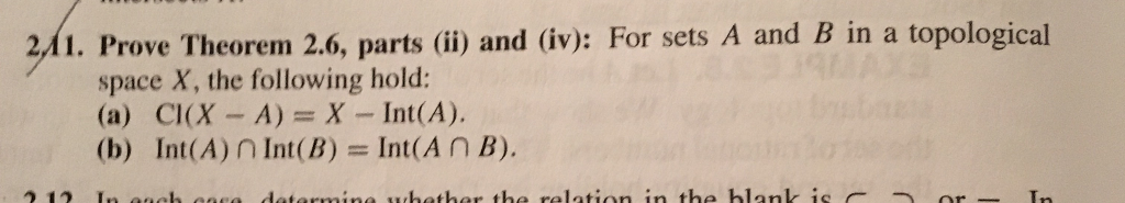 Solved 2A1. Prove Theorem 2.6, parts (ii) and (iv): For sets | Chegg.com