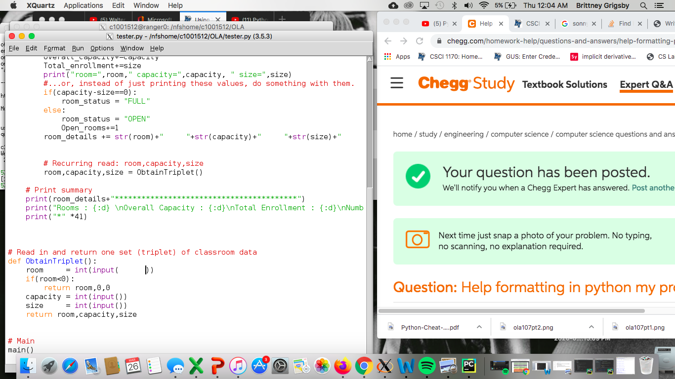 Solved help formatting in python my program should look like | Chegg.com
