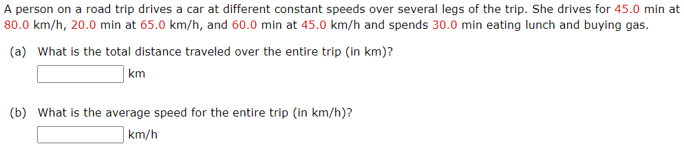 Solved A person on a road trip drives a car at different | Chegg.com