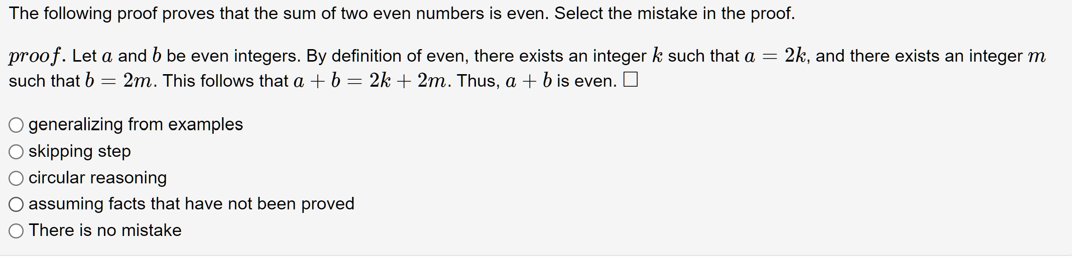 Solved The following proof proves that the sum of two even | Chegg.com