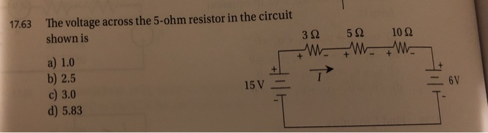 Solved 17.63 the voltage across the 5-ohm resistor in the | Chegg.com