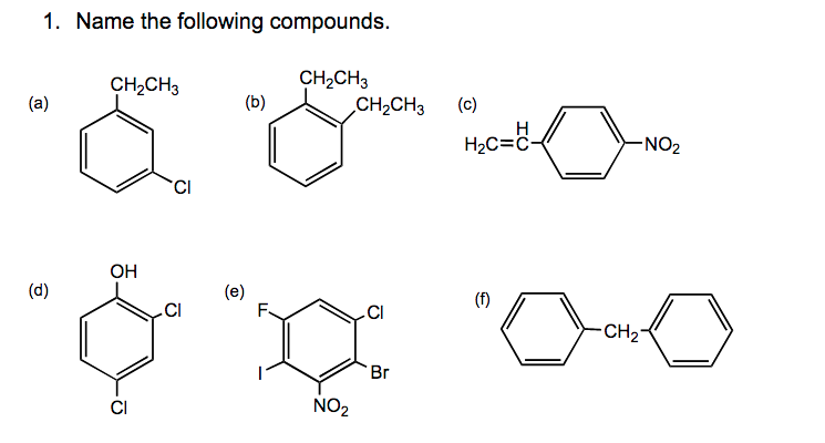 Solved 1. Name the following compounds. CH2CH3 (b) CH2CH3 | Chegg.com