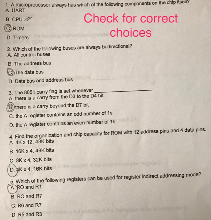 Solved 1. A microprocessor always has which of the following | Chegg.com