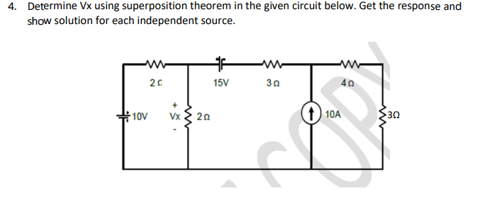 Solved 4. Determine Vx using superposition theorem in the | Chegg.com