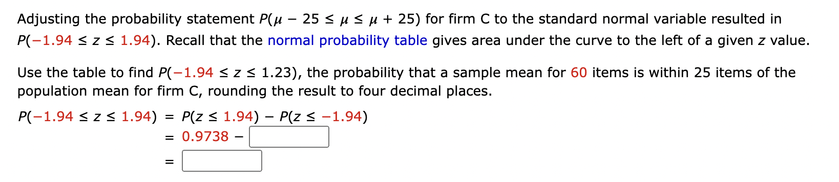 Solved Adjusting the probability statement P(μ−25≤μ≤μ+25) | Chegg.com
