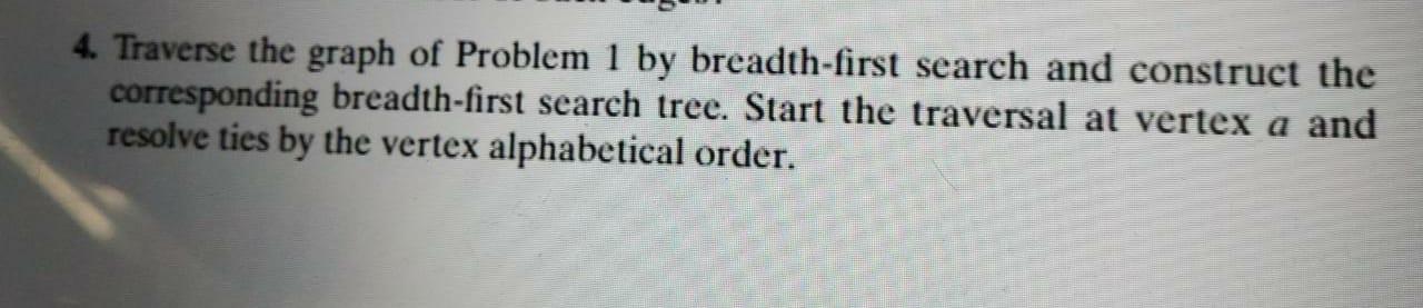 Solved 4. Traverse the graph of Problem 1 by breadth-first | Chegg.com