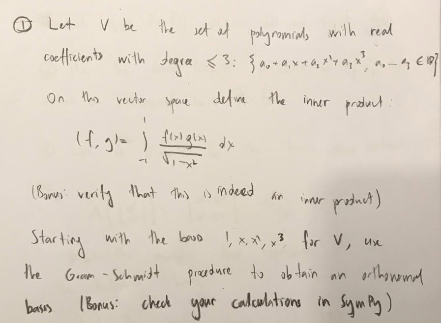 Solved Explain the Gram Schmidt procedure and solve the | Chegg.com