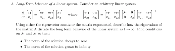 Solved 222 3. Long-Term behavior of a linear system. | Chegg.com