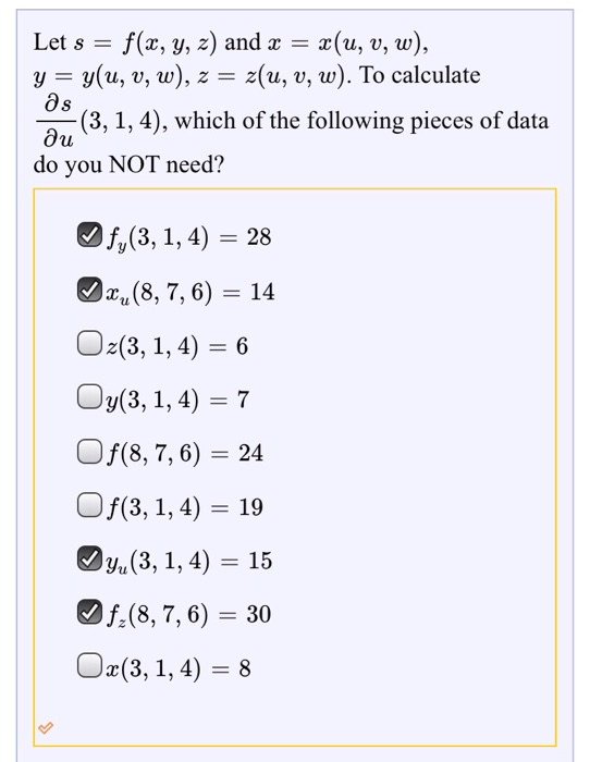 Solved Let s f(x, y, z) and x-x(u, u, w), y y(u, u, w), z = | Chegg.com Solved Let s f(x, y, z) and x-x(u, u, w), y y(u, u, w), z = | Chegg.com