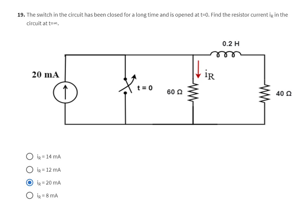 Solved The switch in the circuit has been closed for a long | Chegg.com