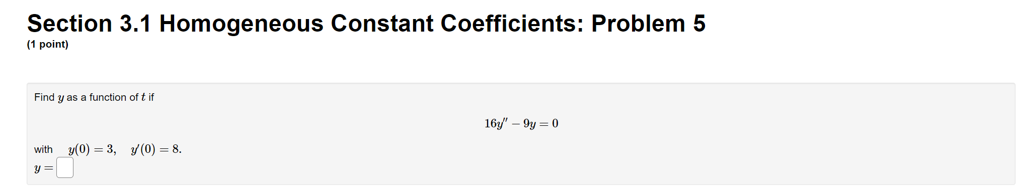 Solved Section 3.1 Homogeneous Constant Coefficients: | Chegg.com