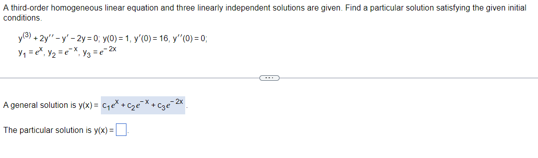 Solved A third-order homogeneous linear equation and three | Chegg.com