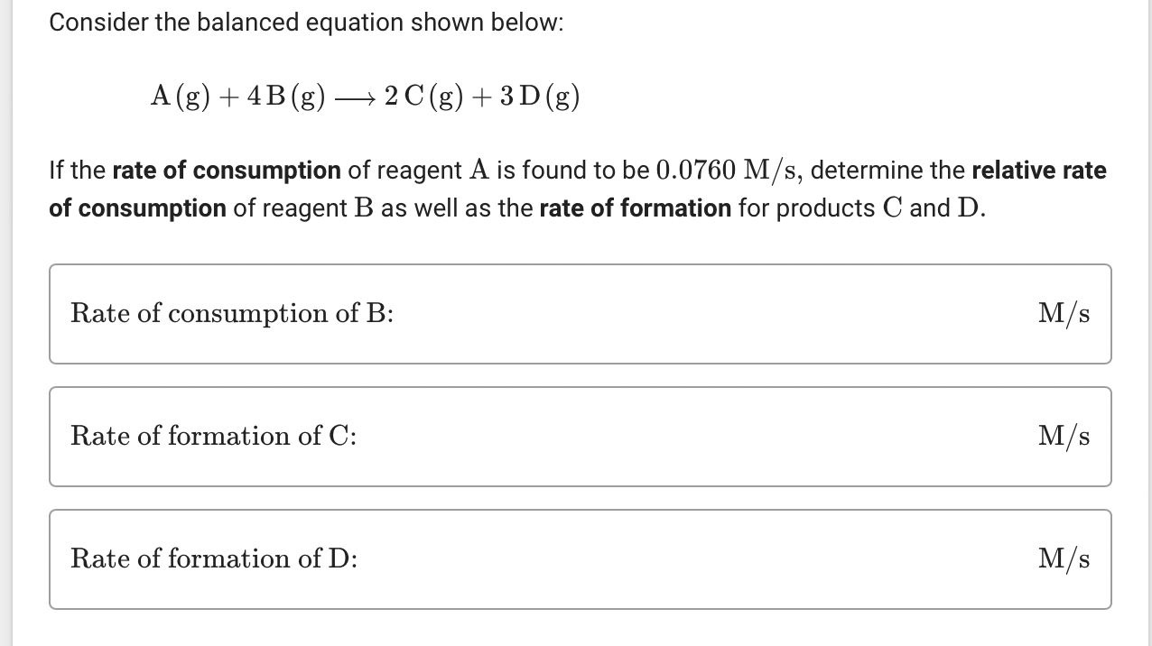 Solved Consider the balanced equation shown below: A(g)+4 B( | Chegg.com