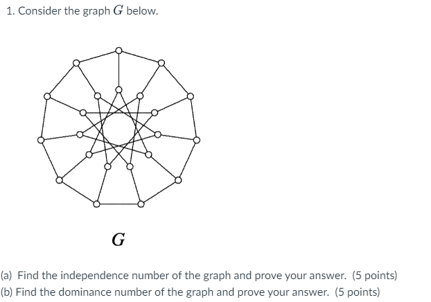 1. Consider the graph G below. G (a) Find the | Chegg.com