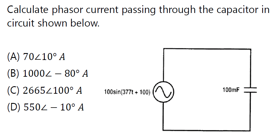 Solved Calculate Phasor current of circuit shown below: | Chegg.com