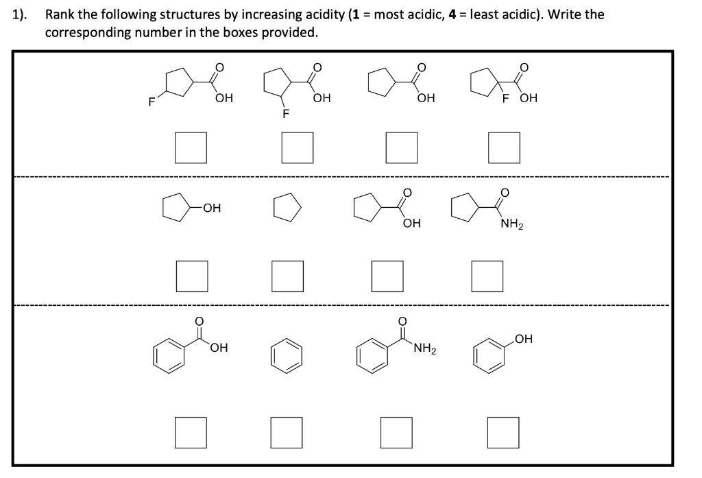 Solved 1). Rank the following structures by increasing | Chegg.com
