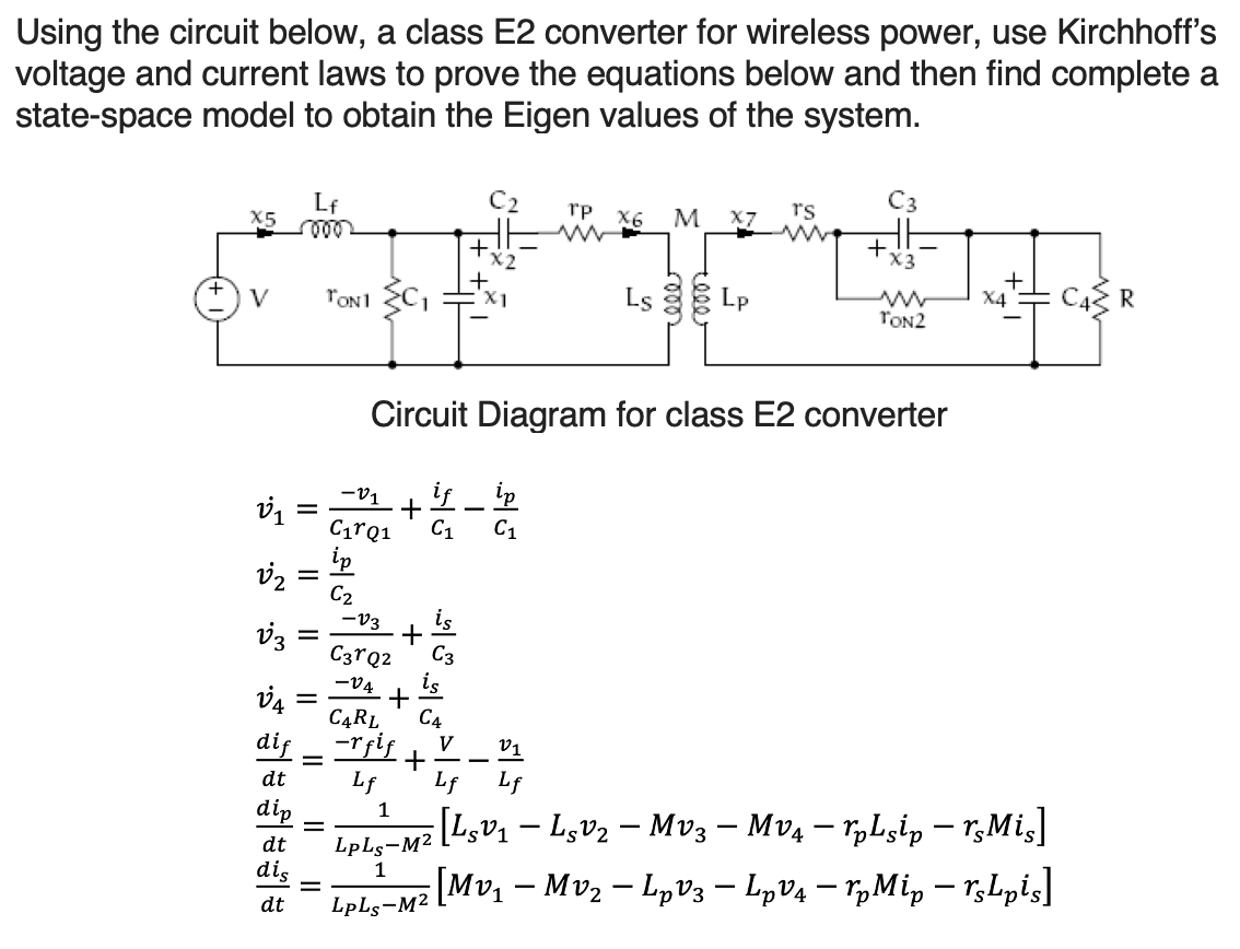 Solved Using the circuit below, a class E2 converter for | Chegg.com