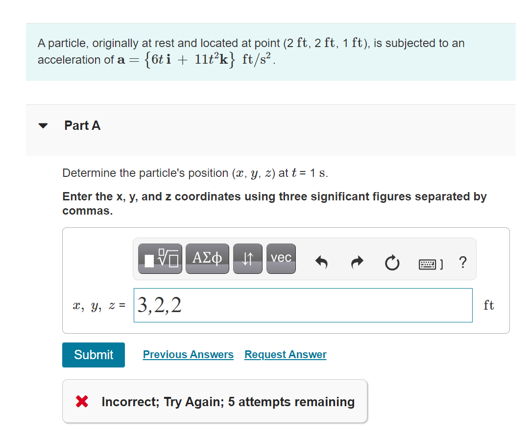 Solved A particle, originally at rest and located at point | Chegg.com