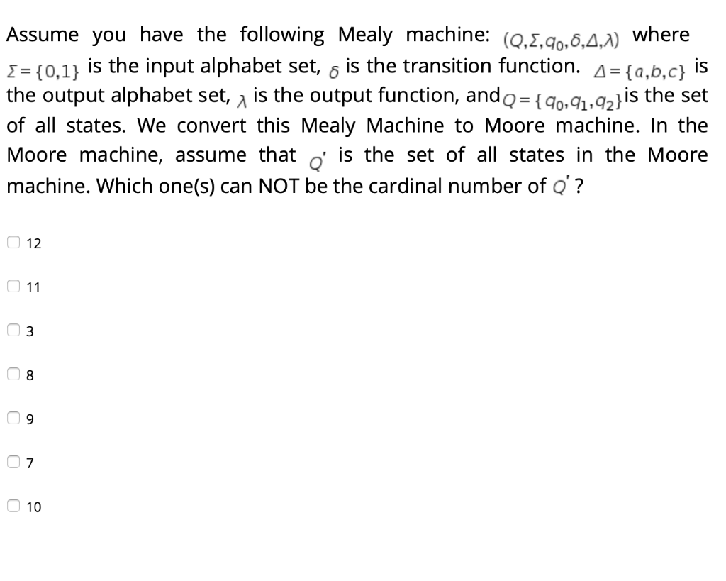 Solved Assume you have the following Mealy machine: | Chegg.com