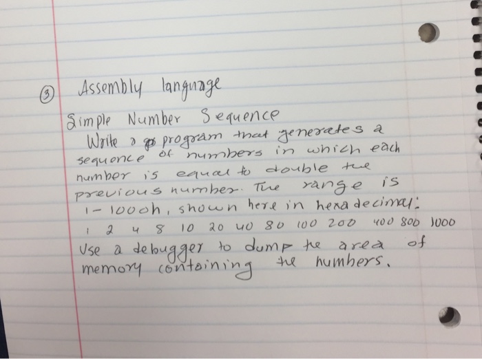 Assembly language Simple Number Sequence Write a | Chegg.com
