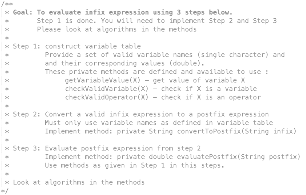 /Kk Goal: To evaluate infix expression using 3 steps | Chegg.com