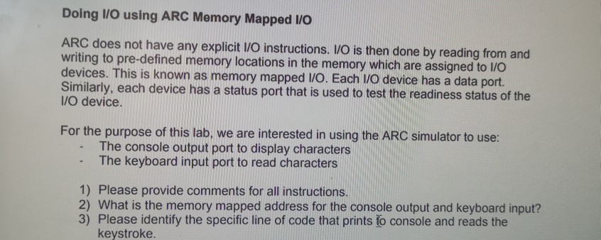 CPS310 - COMPUTER ORGANIZATION II LAB 3 ARC MEMORY | Chegg.com