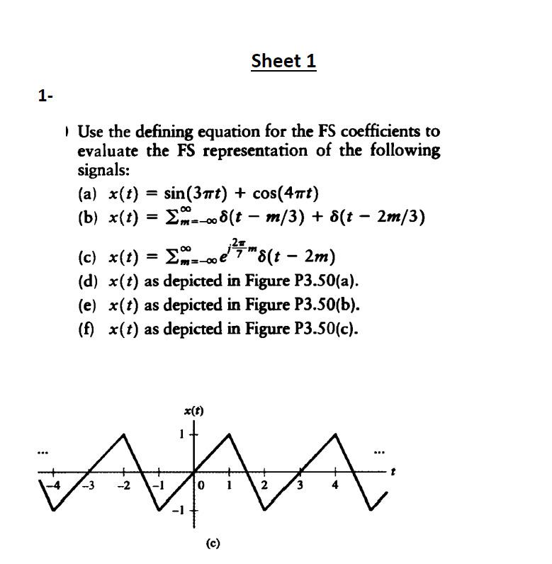 Sheet 1 1- Use the defining equation for the FS | Chegg.com