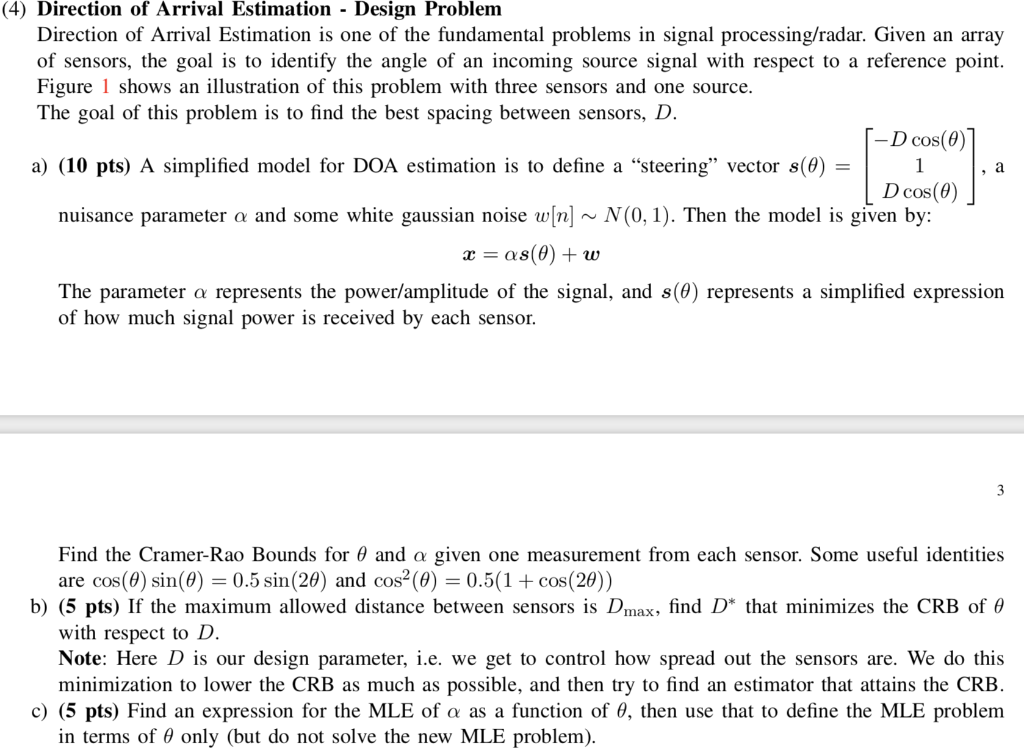 (4) Direction of Arrival Estimation - Design Problem | Chegg.com