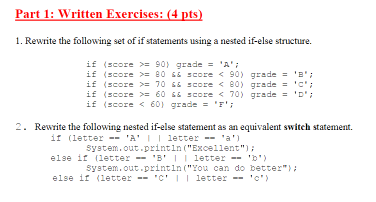 Solved Part 1 Written Exercises 4 Pts 1 Rewrite The 
