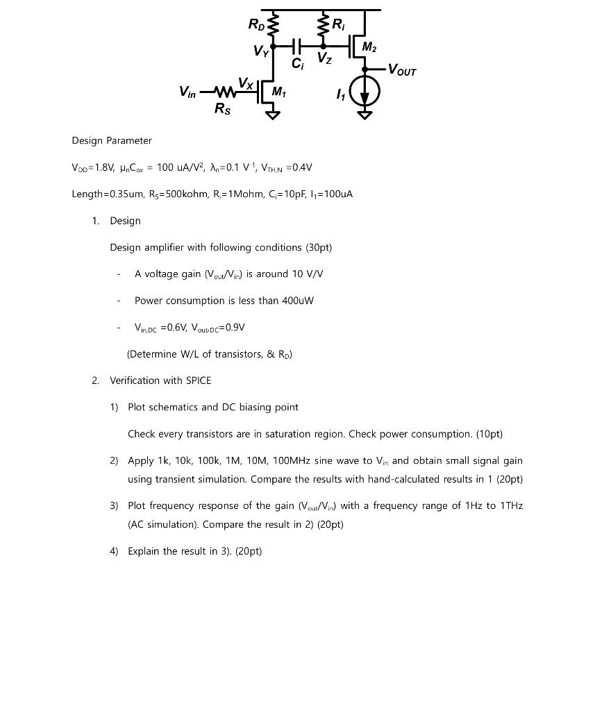 Solved RD R VY M2 HE Ci Vz VOUT Vx M Vin - Rs Design | Chegg.com