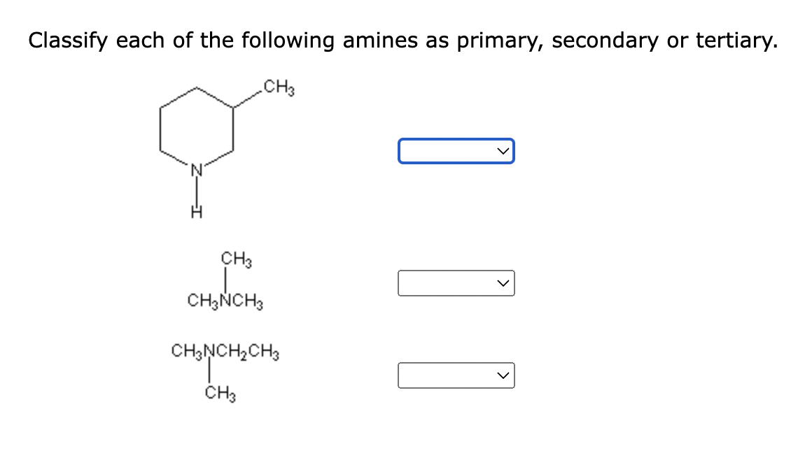 [Solved]: Classify each of the following amines as primary