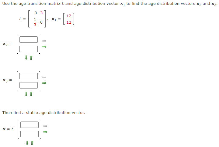 Solved Use the age transition matrix L and age distribution | Chegg.com
